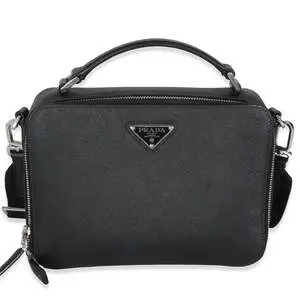 Prada Saffiano Brique Crossbody Bag - Black