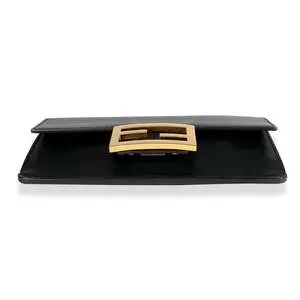 Fendi Calfskin Flat Baguette With Strap - Black