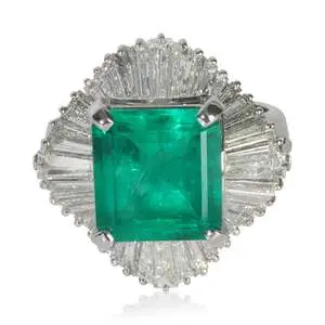 MYGEMMA Emerald And Diamond Ballerina Ring