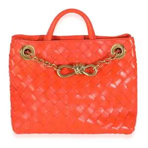 Bottega Veneta Nappa Intrecciato Andiamo With Chain - Orange