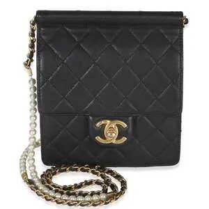 CHANEL Chanel Quilted Goatskin Pearls Flap Bag