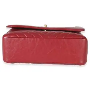 Chanel Chevron Calfskin Top Handle Flap Bag - Red