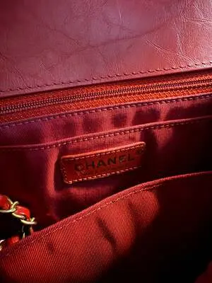 Chanel Chevron Calfskin Top Handle Flap Bag - Red
