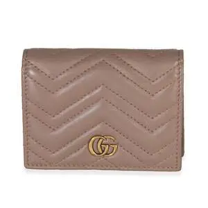 Gucci Porcelain Rose Matelasse Calfskin Gg Card Case Wallet - Neutral