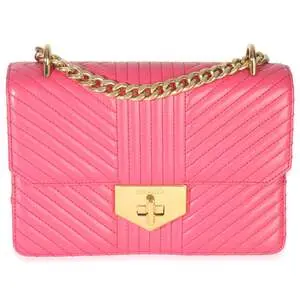 Prada Calfskin Turn Lock Chain Flap Bag - Pink