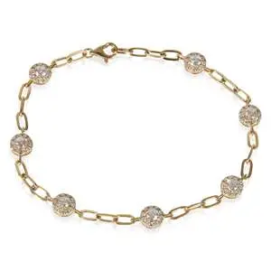 MYGEMMA 14K Yellow Gold 1.36 Tcw Diamond Cluster Station Bracelet
