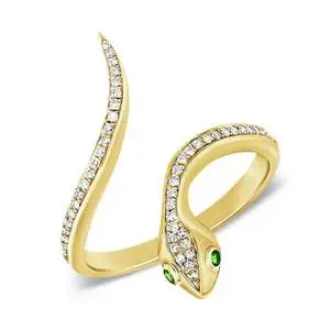 SABRINA DESIGNS CO. 14k Yellow Gold Diamond And Tsavorite Snake Ring - Yellow_gold