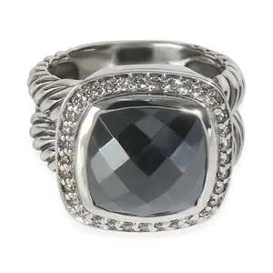 David Yurman Sterling Silver Hematite And Diamond Albion Ring