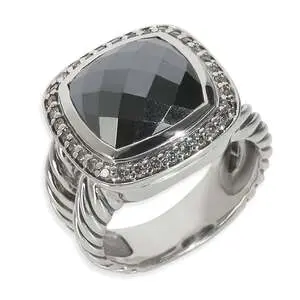 David Yurman Sterling Silver Hematite And Diamond Albion Ring