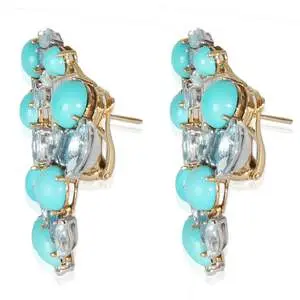 Etho Maria 18k White Gold & Yellow Gold Turquoise And Blue Topaz Hoop Earrings