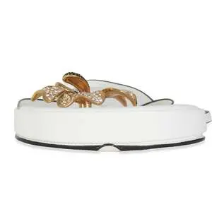Loewe Calfskin Heel Metal Flower Crossbody - White