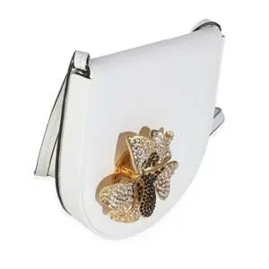 Loewe Calfskin Heel Metal Flower Crossbody - White