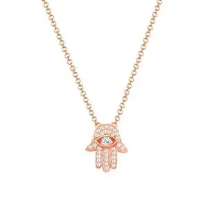 SABRINA DESIGNS CO. 14k Rose Gold Diamond Evil Eye Hamsa Necklace - Rose_gold