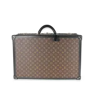 LOUIS VUITTON Monogram Macassar & Black Leather Alzer Trunk 60