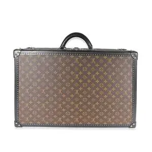 LOUIS VUITTON Monogram Macassar & Black Leather Alzer Trunk 60