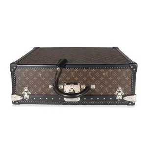 LOUIS VUITTON Monogram Macassar & Black Leather Alzer Trunk 60
