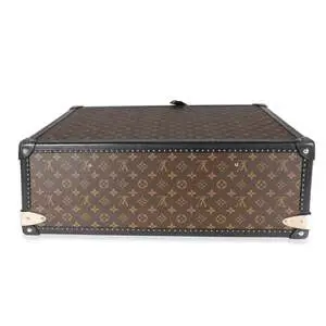 LOUIS VUITTON Monogram Macassar & Black Leather Alzer Trunk 60