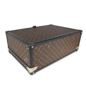 LOUIS VUITTON Monogram Macassar & Black Leather Alzer Trunk 60