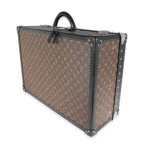 LOUIS VUITTON Monogram Macassar & Black Leather Alzer Trunk 60