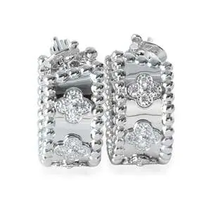 Van Cleef & Arpels Perlée Clovers Hoop Earrings - White_gold