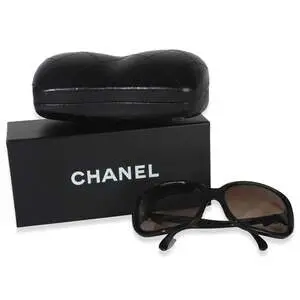 Chanel Acetate Rectangle Sunglasses With Bow Accent