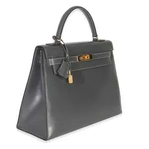 Hermès Ardoise Box Sellier Kelly 32 Ghw - Gray