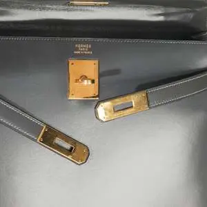 Hermès Ardoise Box Sellier Kelly 32 Ghw - Gray