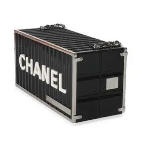 Chanel 18a Lucite Paris Hamburg Minaudiere Shipping Container Clutch - Black