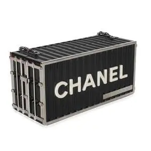 Chanel 18a Lucite Paris Hamburg Minaudiere Shipping Container Clutch - Black