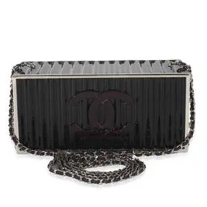 Chanel 18a Lucite Paris Hamburg Minaudiere Shipping Container Clutch - Black
