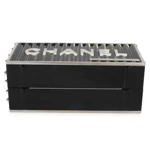 Chanel 18a Lucite Paris Hamburg Minaudiere Shipping Container Clutch - Black
