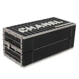 Chanel 18a Lucite Paris Hamburg Minaudiere Shipping Container Clutch - Black