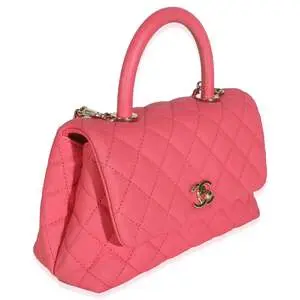 Chanel Quilted Caviar Coco Top Handle Flap Bag