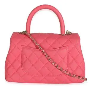Chanel Quilted Caviar Coco Top Handle Flap Bag