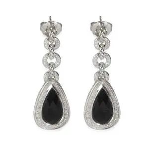 David Yurman Onyx And Diamond Earrings - Sterling_silver