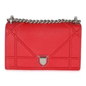 Dior Grained Calfskin Diorama Flap Bag - Red