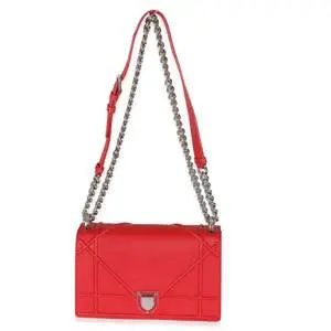 Dior Grained Calfskin Diorama Flap Bag - Red