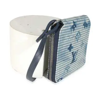 LOUIS VUITTON Hickory Stripes Denim Monogram Watercolor Wallet On Strap