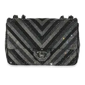 Chanel Strass Cc Chevron Flap Bag - Black