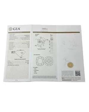 MYGEMMA Fancy Intense Yellow Cushion Cut Diamond Engagement Ring 1.31 Ctw