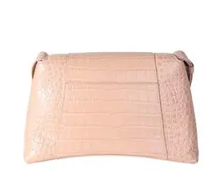 Balenciaga Beige Croc Embossed Hourglass Downtown Shoulder Bag - Neutral