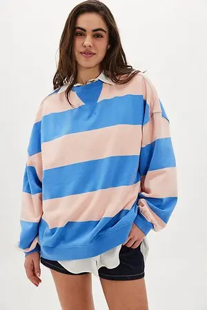 Free People Classic Striped Crewneck - Marina Combo