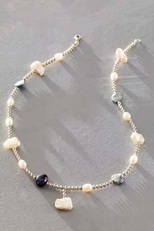 ATMA PREMA Pearl And Sterling Chain Necklace - Silver