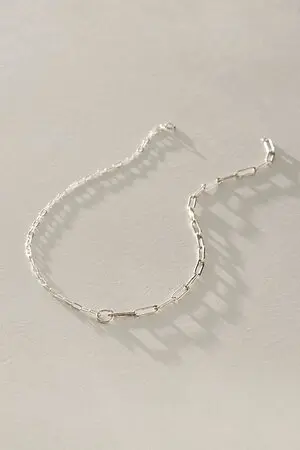 OXB JEWELRY Paperclip Halfcourt Chain Necklace - Silver