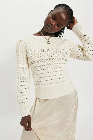 Free People Crochet Pullover - Ivory
