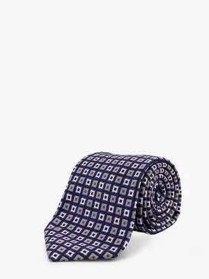 NUGNES 1920 Silk Micro-pattern Neck Tie - Blue