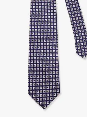 NUGNES 1920 Silk Micro-pattern Neck Tie - Blue