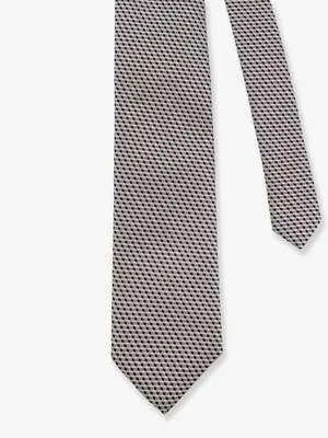 NUGNES 1920 Silk Micro-pattern Neck Tie - Grey