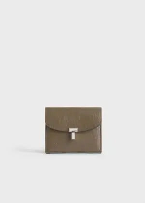 TOTEME T-lock Grained-leather Cardholder - Dark Taupe