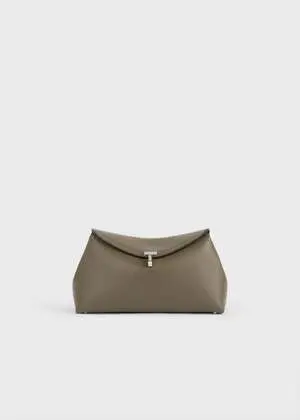 TOTEME T-lock Grained-leather Clutch